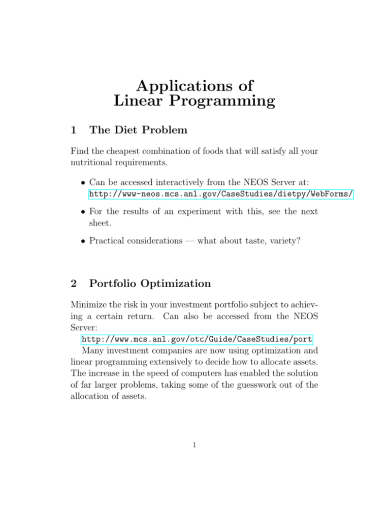 Applications Of Linear Programming