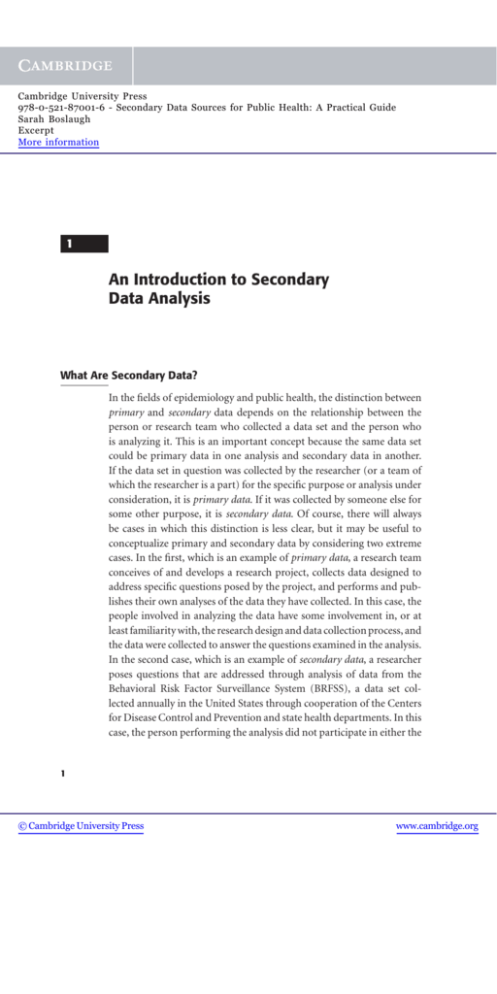 An Introduction to Secondary Data Analysis
