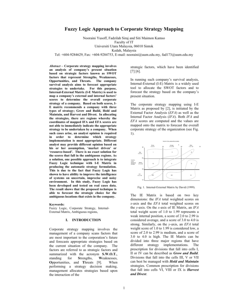 Fuzzy Logic Approach To Corporate Strategy Mapping