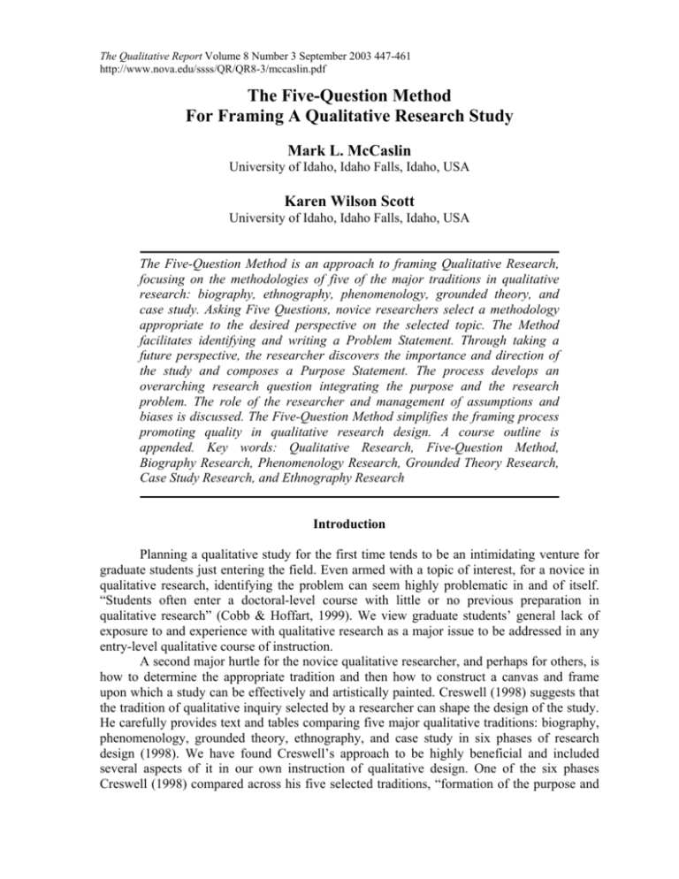 FIVE ION METHOD FOR QUALITATIVE STUDY