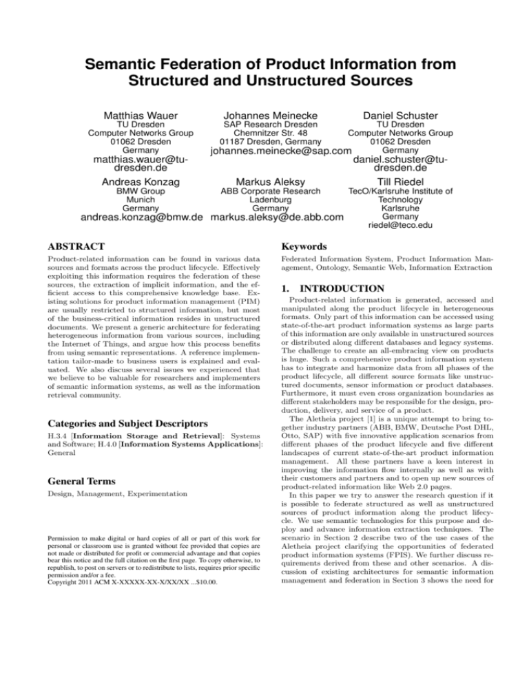 Semantic Federation of Product Information from Structured