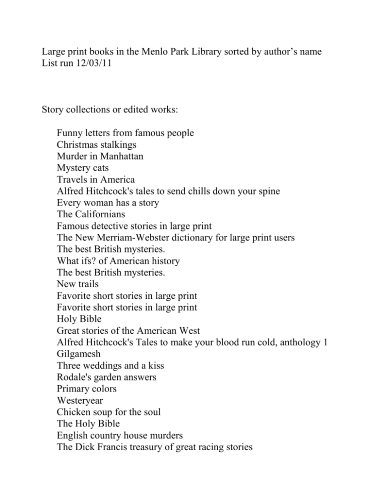 list Of Large Print Books 