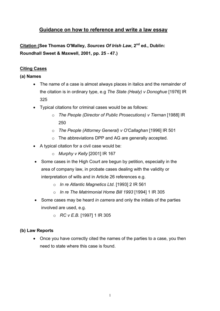 Guidance On How To Reference And Write A Law Essay