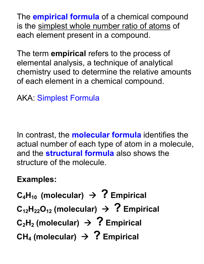 The Empirical Formula Of A Chemical Compound Is The Simplest Whole The Empirical Formula Of A Chemical Compound Is The Simplest Whole