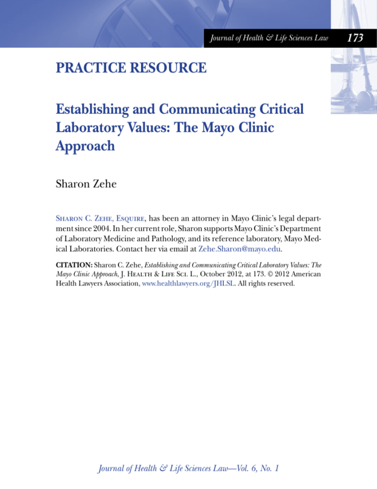 PRACTICE RESOURCE Establishing And Communicating Critical