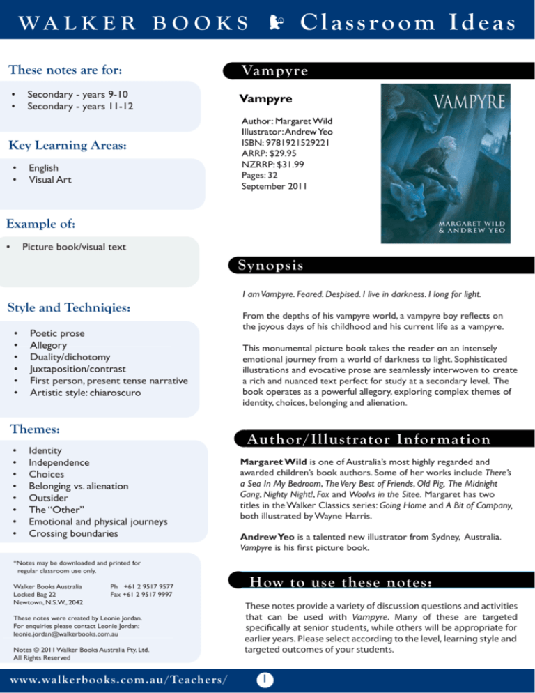 Vampyre Classroom Notes Secondary indd