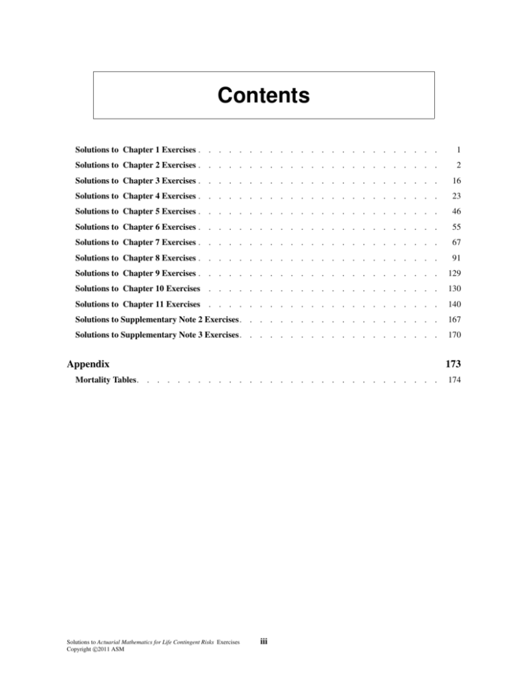 Contents - Actuarial Bookstore