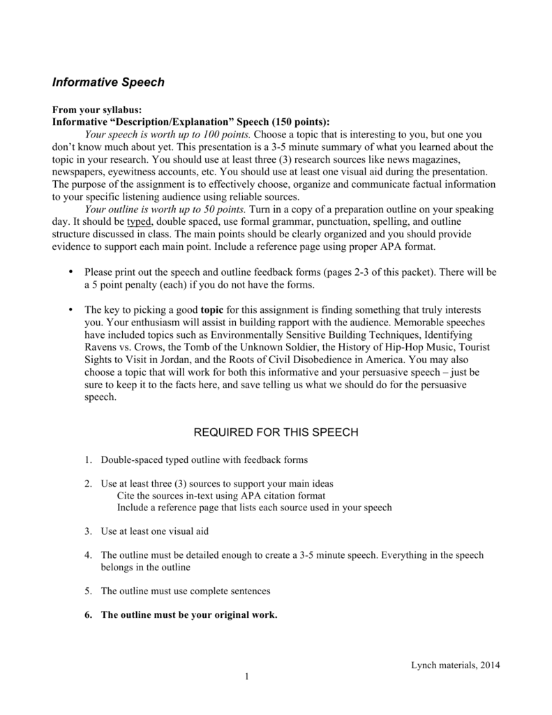  Informative Speech Outline Apa Format How To Write An Informative 