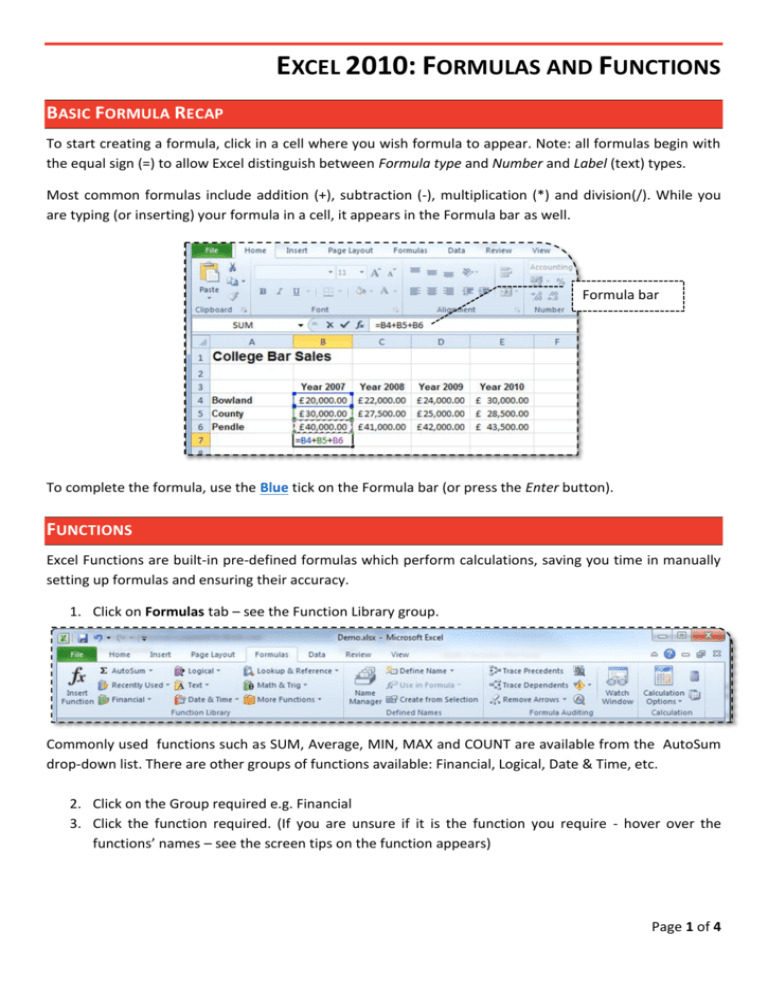  EXCEL 2010 FORMULAS AND FUNCTIONS 