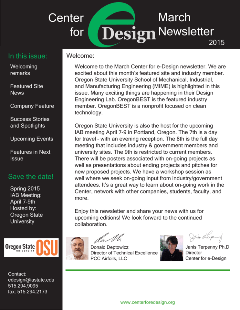 March newsletter - Center for e-Design