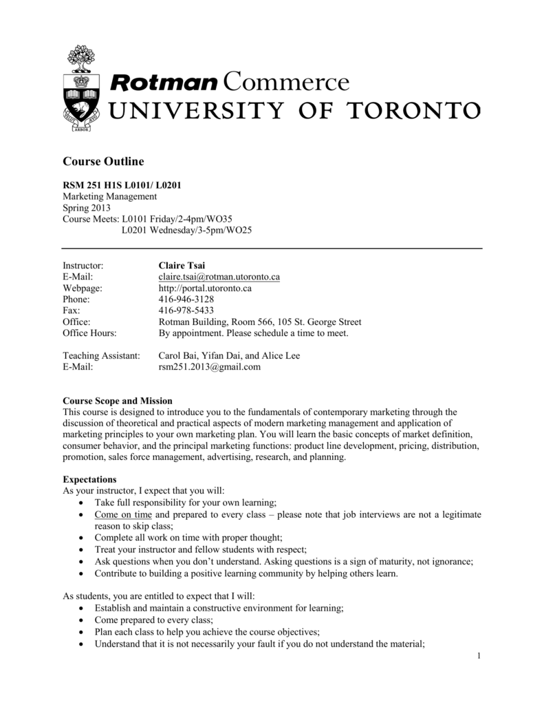 Course Outline University Of Toronto
