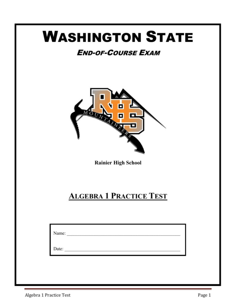 Algebra 1 Practice Test
