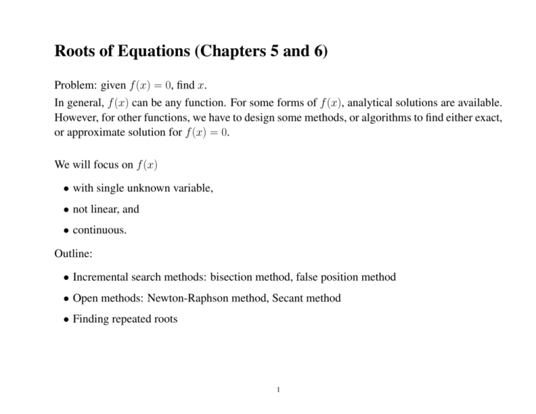 Roots of Equations: Numerical Methods