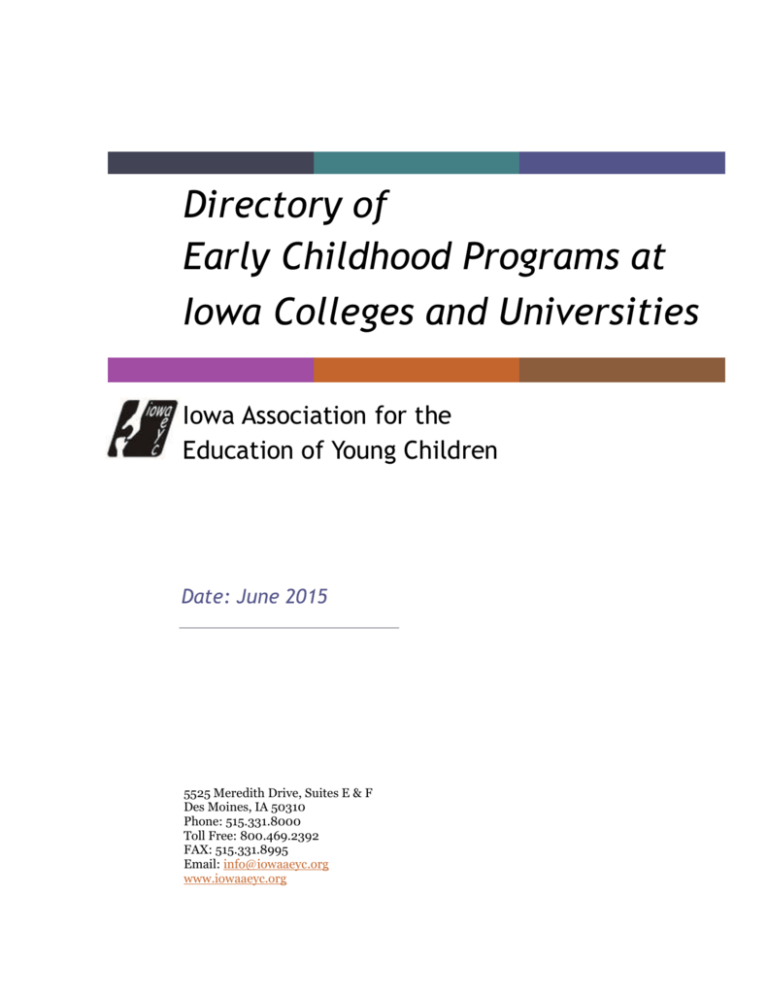 Directory of Early Childhood Programs at Iowa Colleges