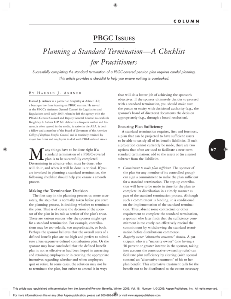 Planning A Standard Termination A Checklist
