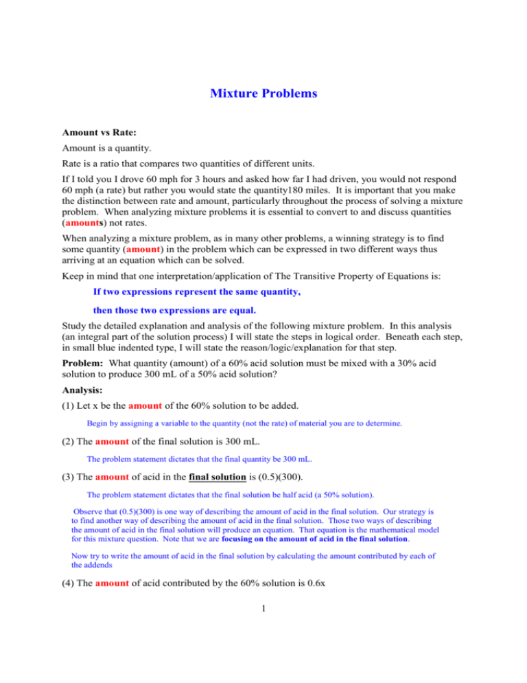 Mixture Problems