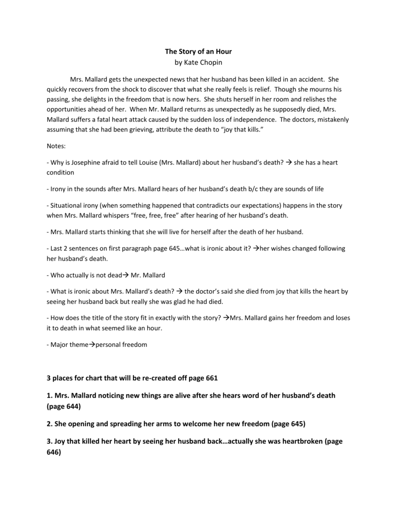  The Story Of An Hour Irony Worksheet Kate Chopin s The Story Of An