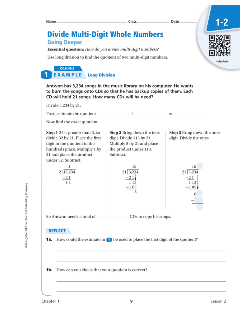 Divide Multi Digit Whole Numbers