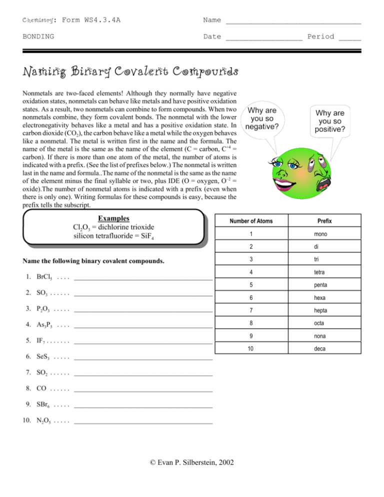 Naming Binary Covalent Compounds