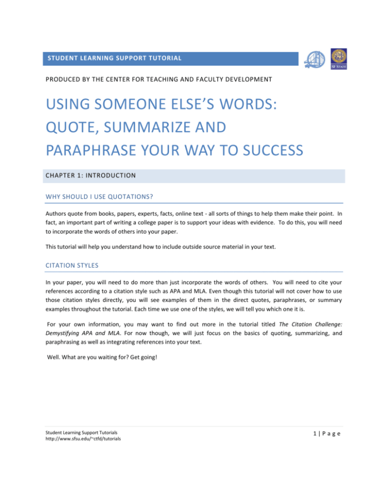 Using Someone Else s Words