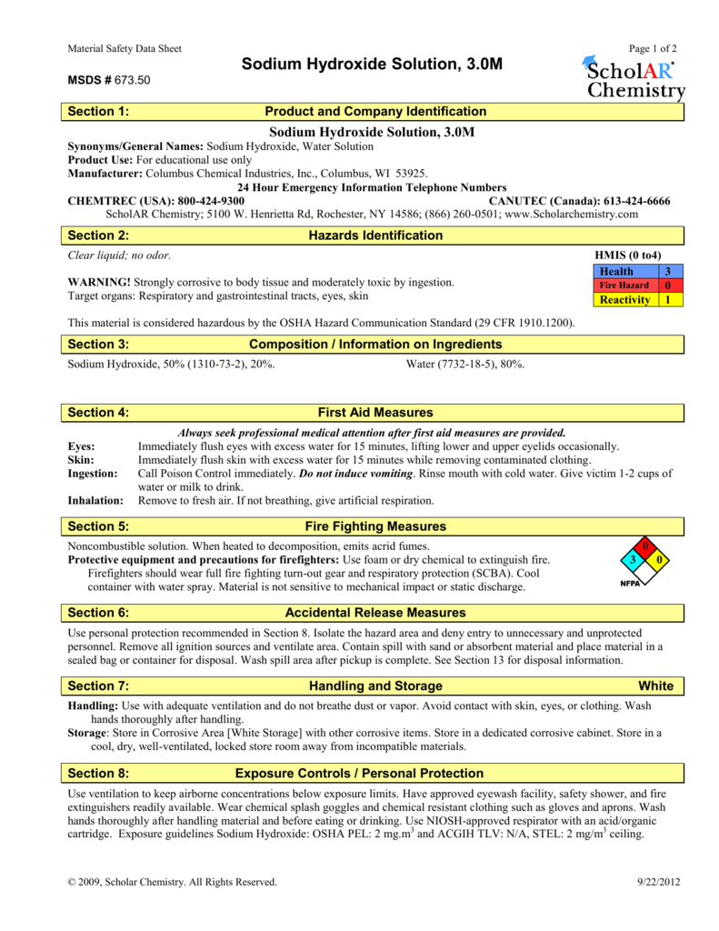 Material Safety Data Sheet