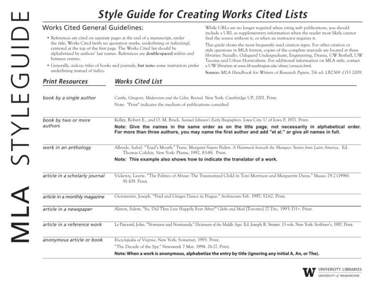 MLA Style Guide