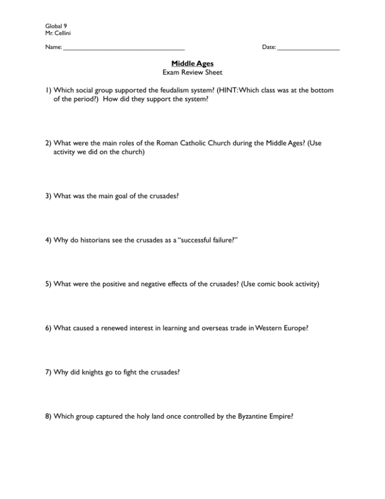 Test Review Sheet