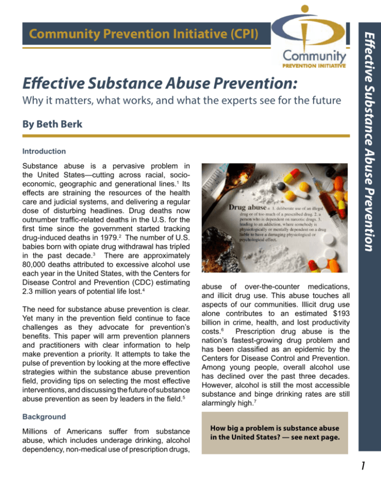 Effective Substance Abuse Prevention