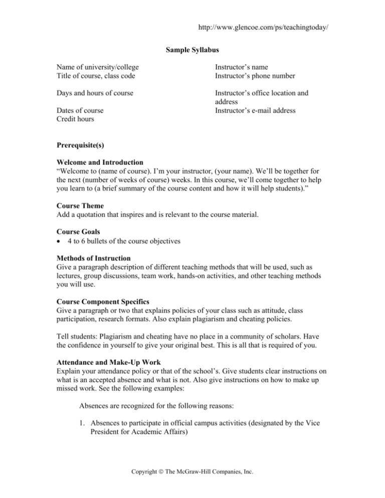 Sample Syllabus
