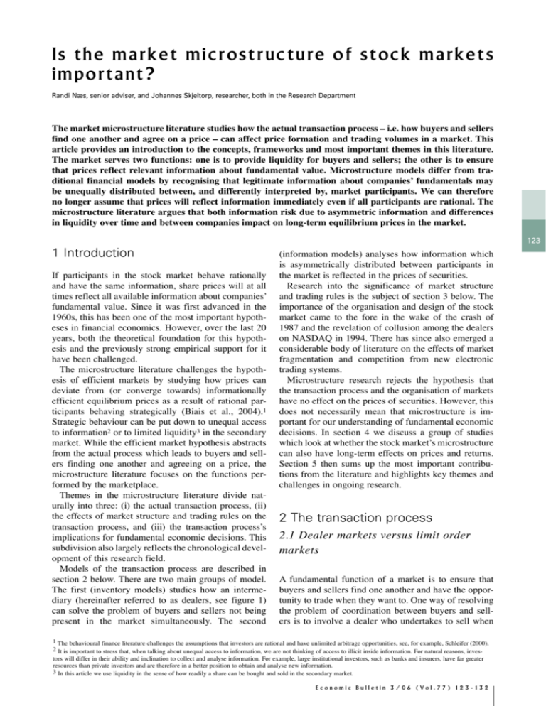 Is the market microstructure of stock markets important?