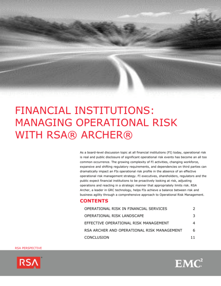 Financial Institutions: Managing Operational Risk with RSA