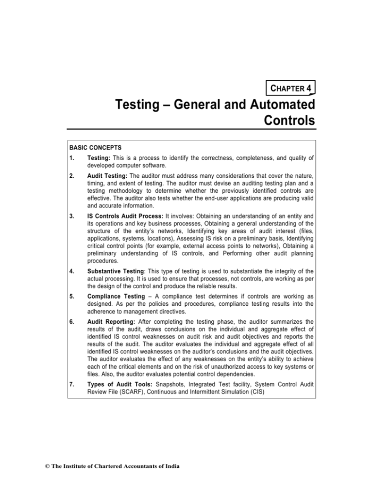Testing – General and Automated Controls