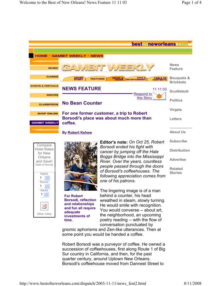 No Bean Counter NEWS FEATURE