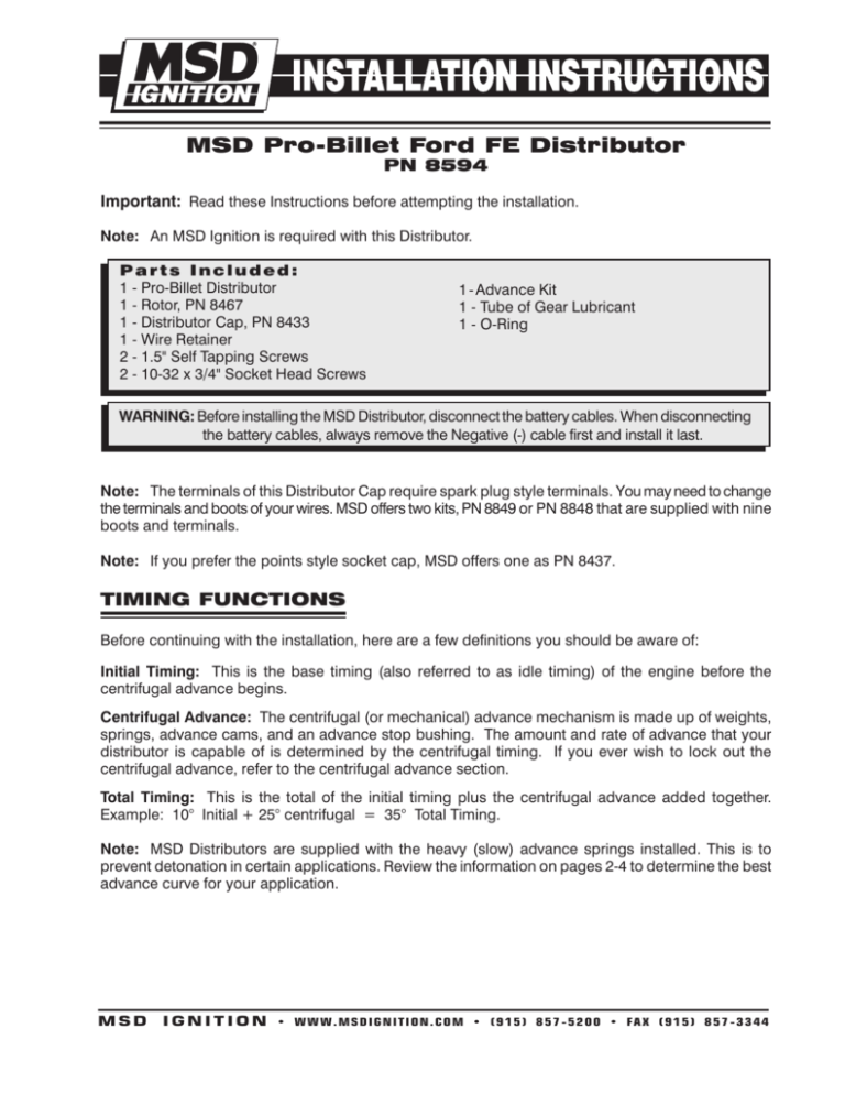 Installation Instructions for 8594