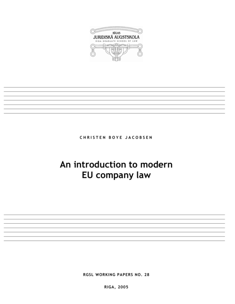An Introduction To Modern EU Company Law