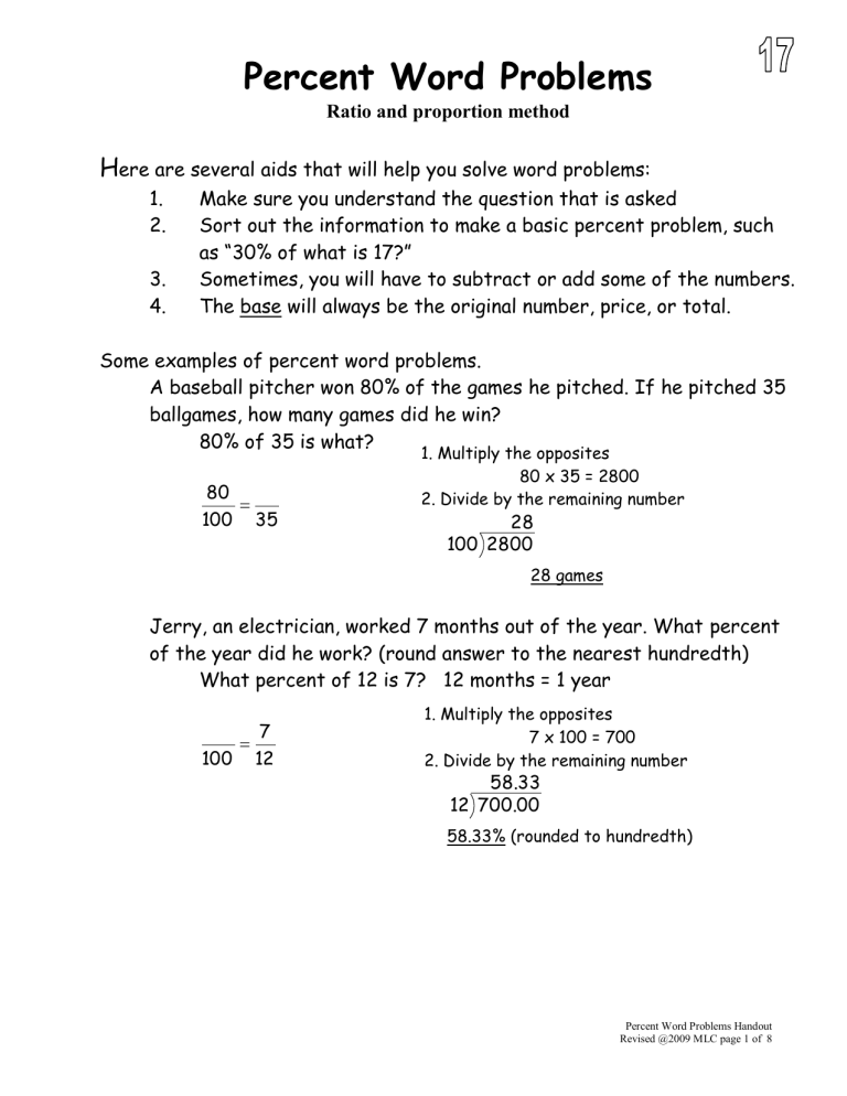 Percent Word Problems