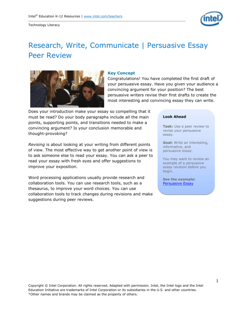 Persuasive Essay Peer Review