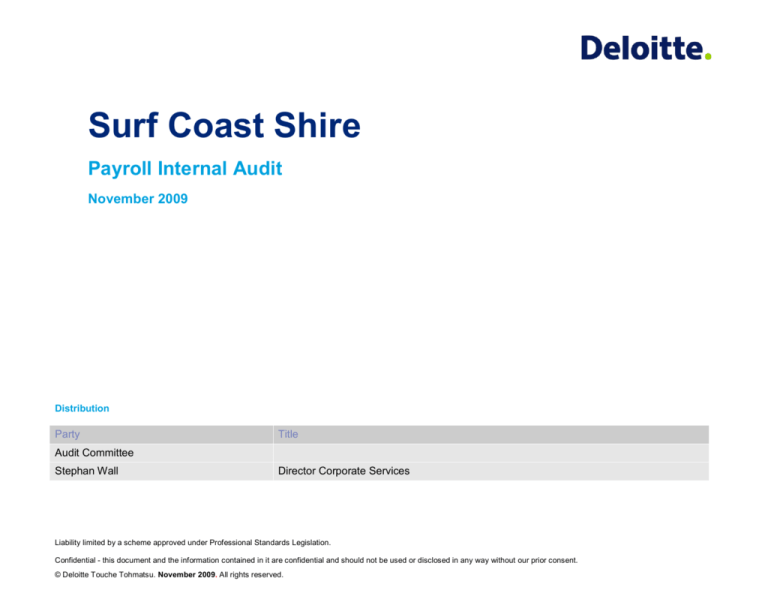 Surf Coast Shire Payroll Internal Audit