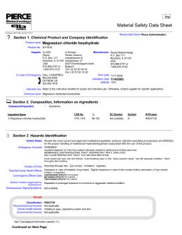 MSDS for Magnesium chloride hexahydrate