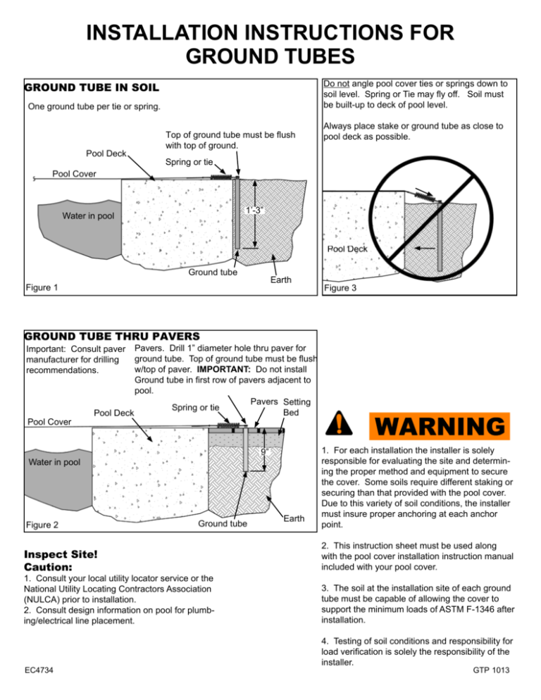 installation instructions for ground tubes