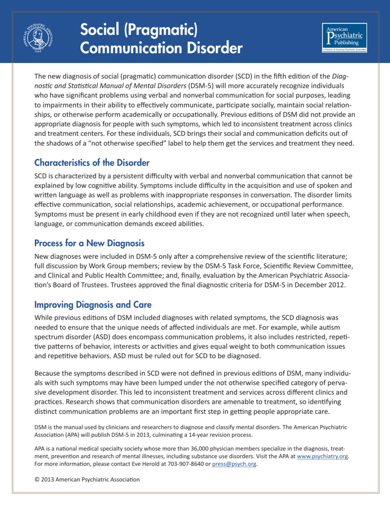 Social Pragmatic Communication Disorder DSM 5 Social Pragmatic Communication Disorder DSM 5