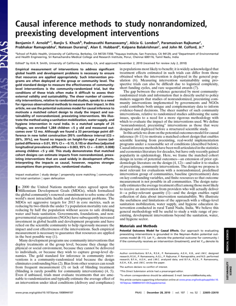 Causal Inference Methods To Study Nonrandomized