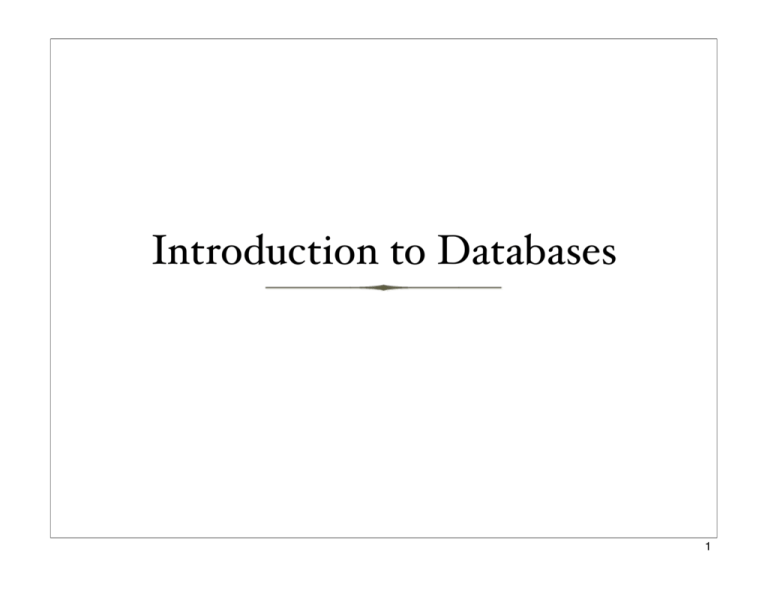 Introduction To Databases