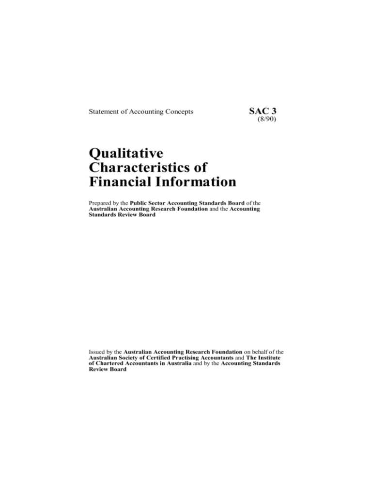 Qualitative Characteristics Of Financial Information