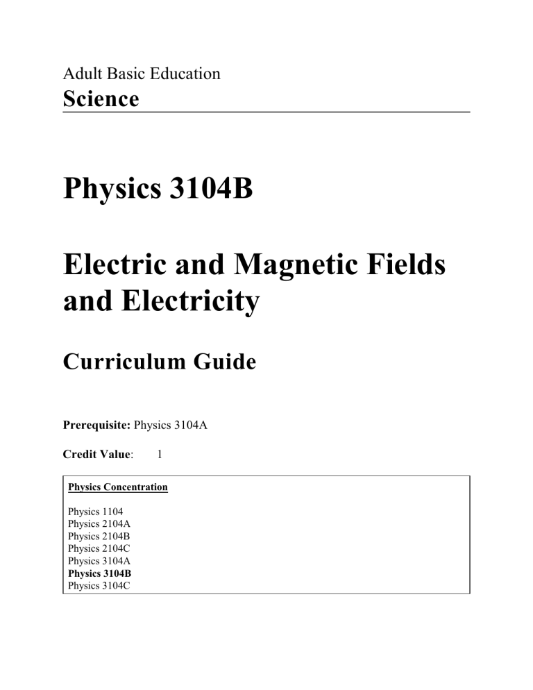 Physics 3104B Curriculum Guide 2005 06