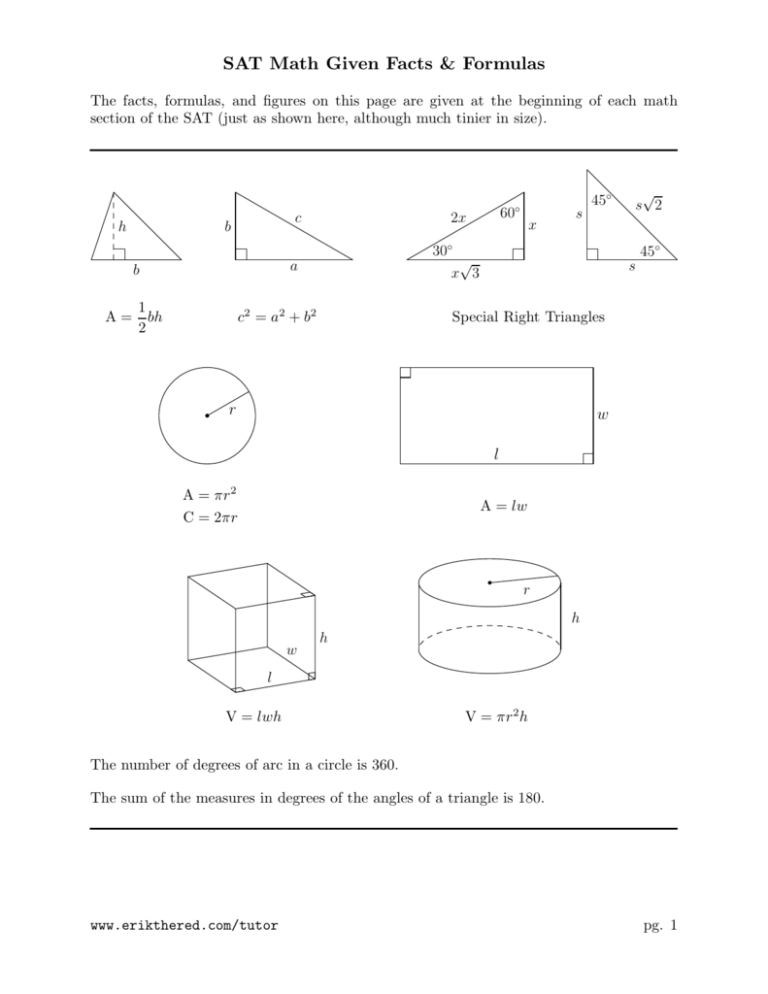 Sat Formula Sheet 2025 Sille E Johansen