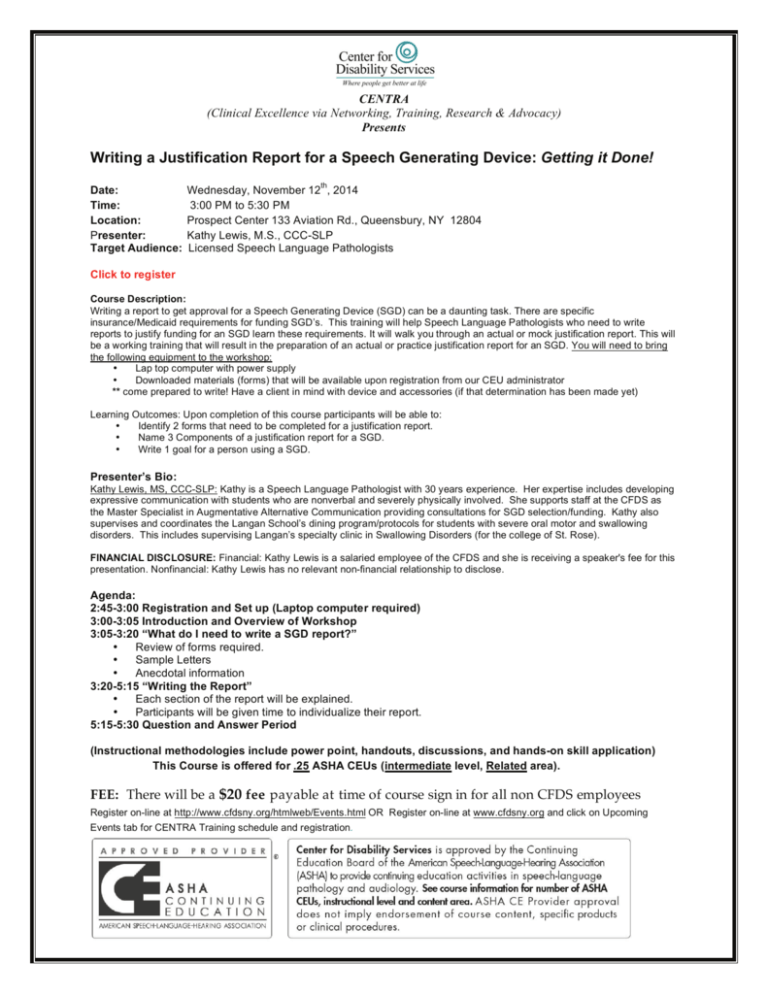 Writing A Justification Report For A Speech Generating Device
