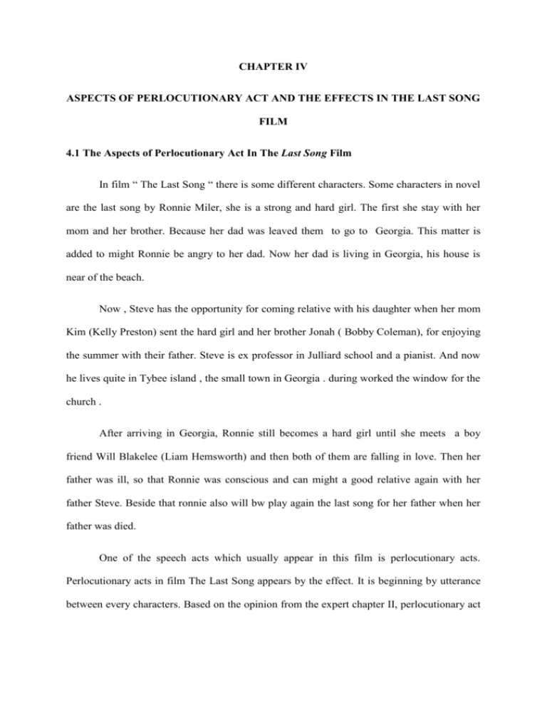 CHAPTER IV ASPECTS OF PERLOCUTIONARY ACT AND THE