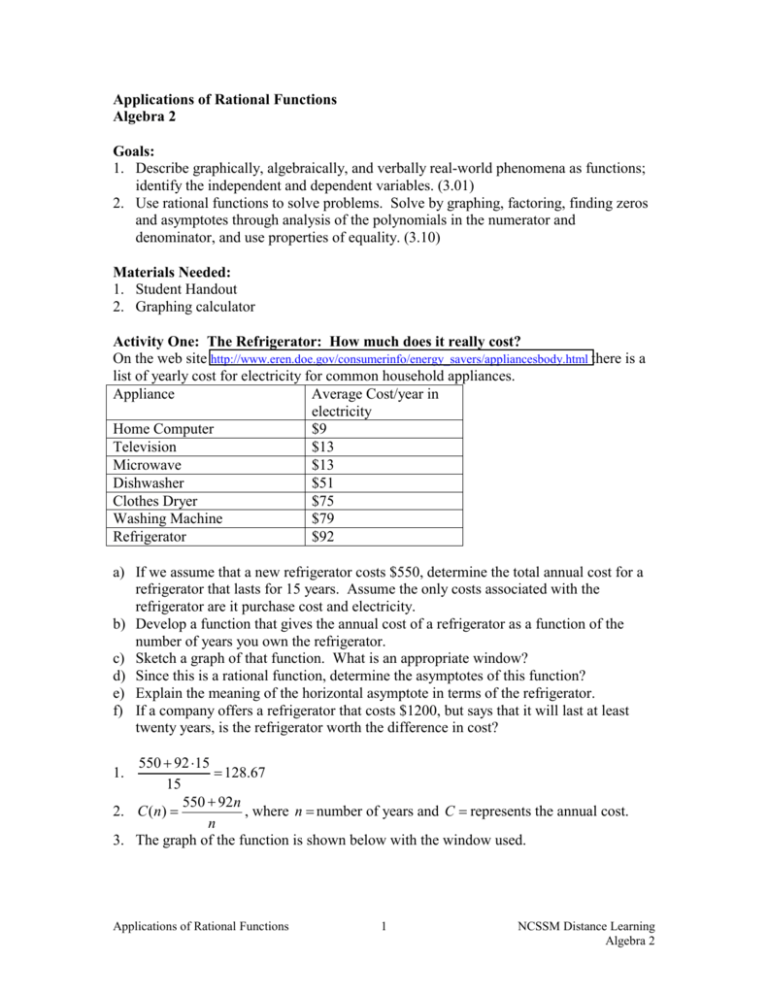 Applications Of Rational Functions