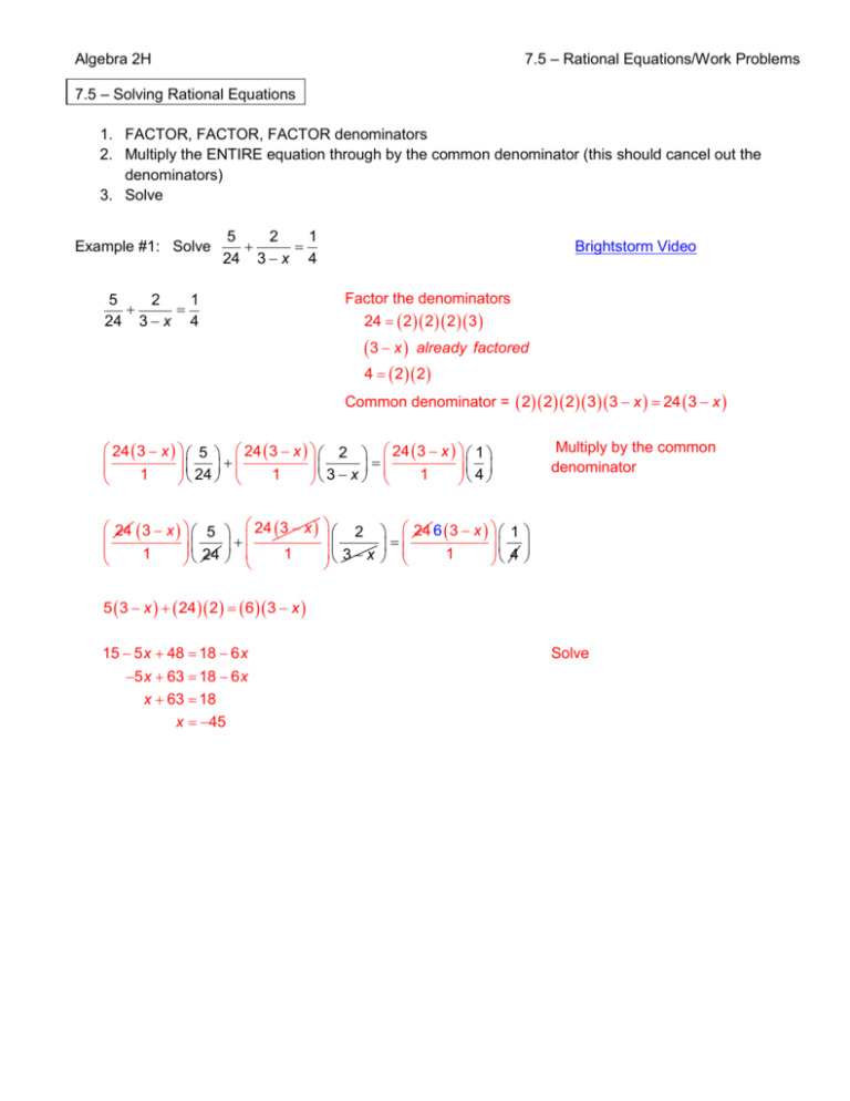 Solve A Rational Equation Solve A Rational Equation